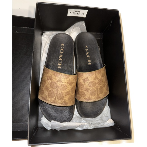 Coach | Shoes | Coach Womens Tan Udele Sport Slide In Signature Canvas ...